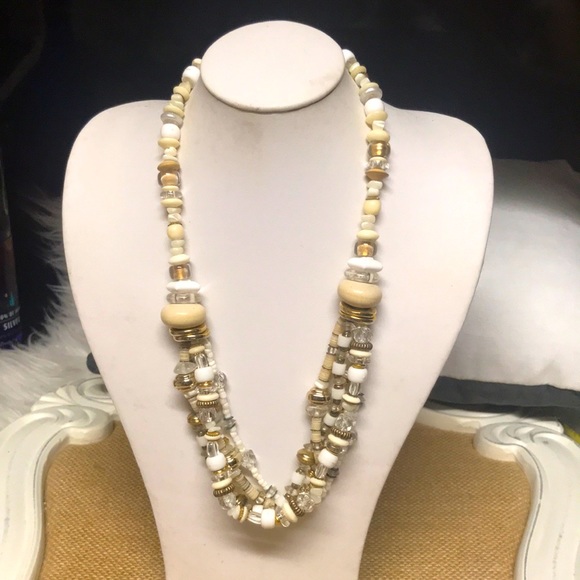 Jewelry | Multi Layer Shell Beige Beaded Fashion Necklace | Poshmark